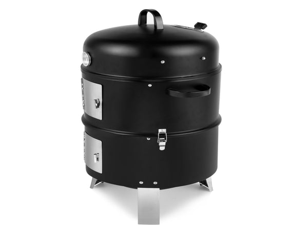 Vertical Steel Charcoal Smoker, Heavy Duty Double Layer Round BBQ Gril ...