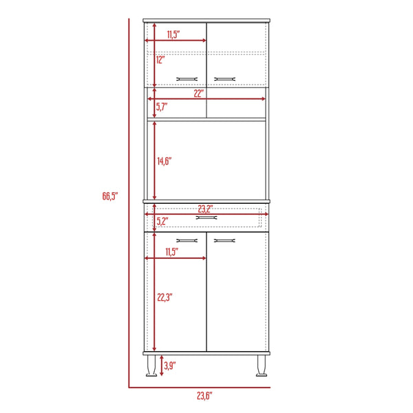 Della 60 Kitchen Pantry with Countertop, Closed & Open Storage -White ...