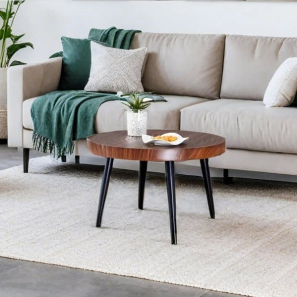 Modern Round Coffee Table - Annular Texture, Durable and Robust With a ...