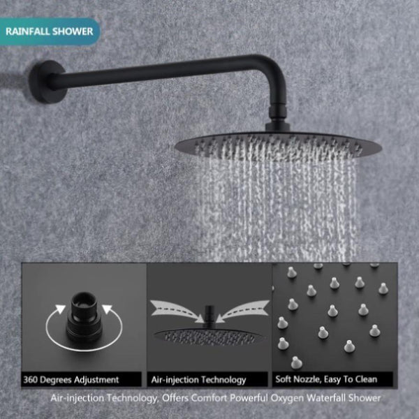 Wall Mounted Round Shower Combo Set with 10" Rain Shower head and Hand ...