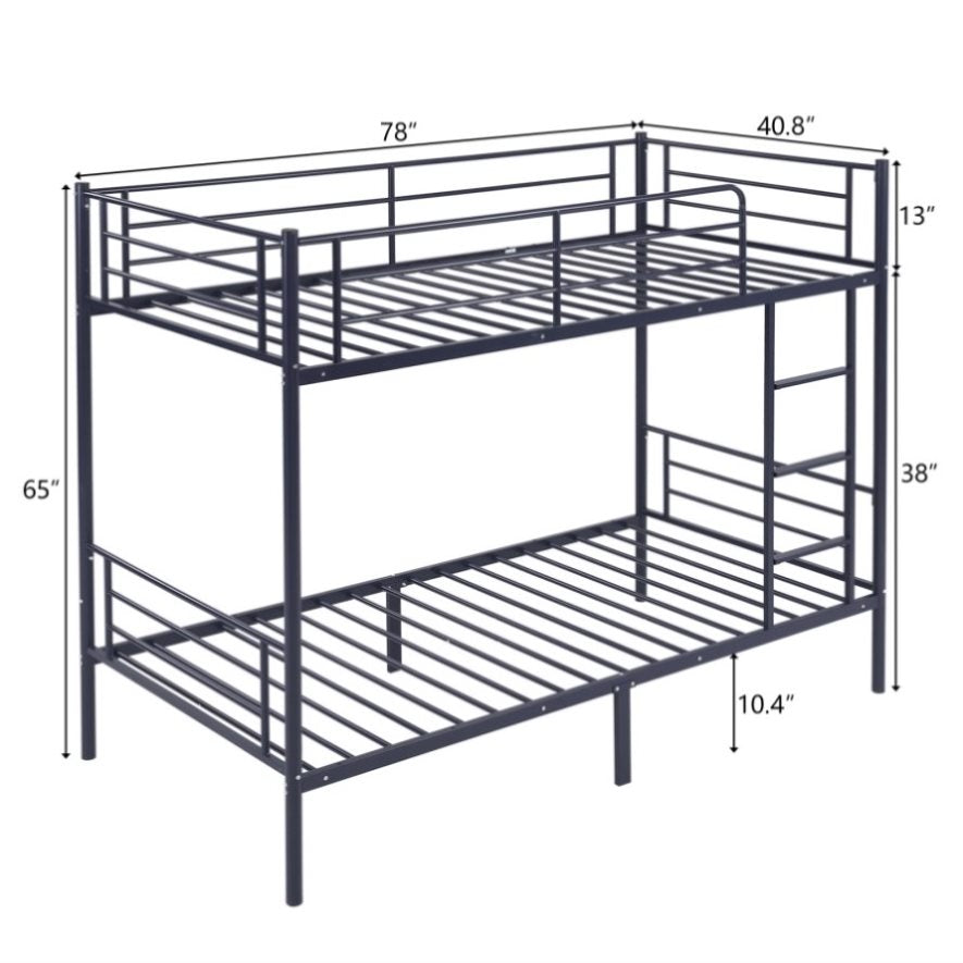 Twin Over Twin Bunk Bed for Kids Teens Adults, Heavy Duty Metal Bunk B ...
