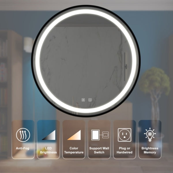 32inch Bathroom Led Classy Vanity Mirror with focused backplane,Black ...
