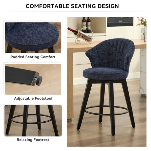 008-Wing Back Swivel Bar Stools Set of 2 - 25" Counter Height Adjustab ...