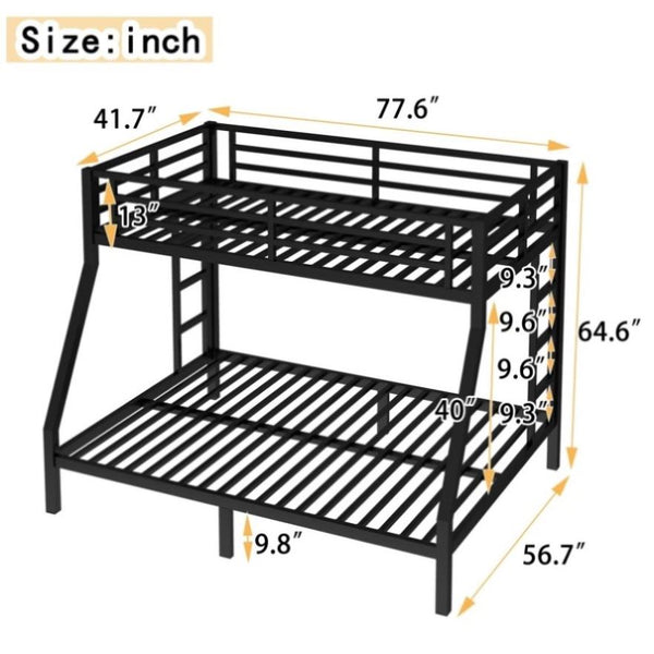 Metal Twin over Full Bunk Bed for Teens and Adults,Space-Saving/Noise ...