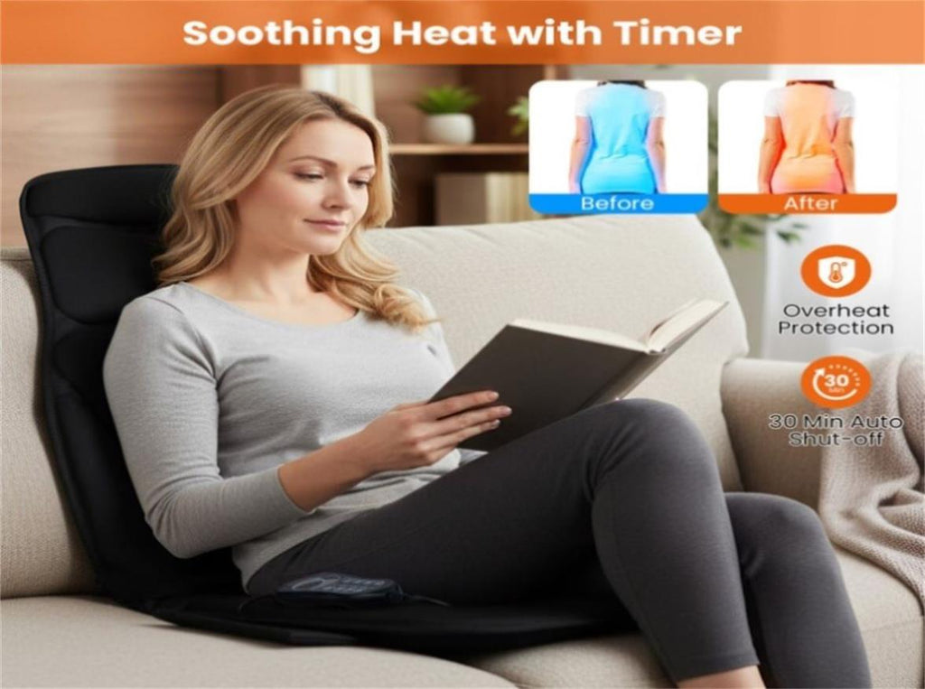 10-Motor Heated Massage Chair Pad - 4 Body Zones, 5 Programs3 Speeds ...