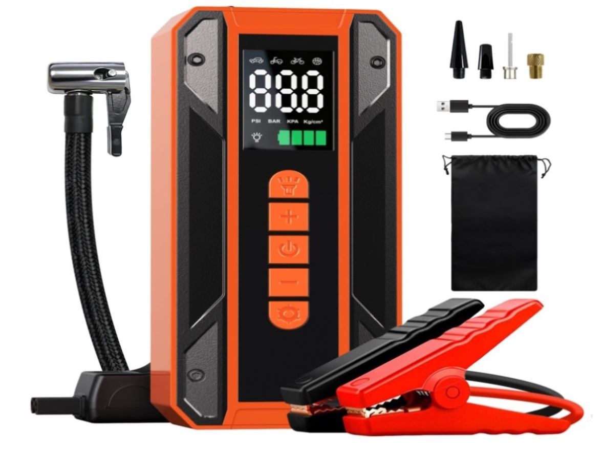 Car Jumper Starter Portable Battery Pack With 150PSI Tire Inflator, Ju ...