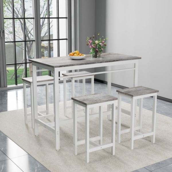 ZNTS 5-piece modern kitchen table with four bar stools Bar table set 5 ...