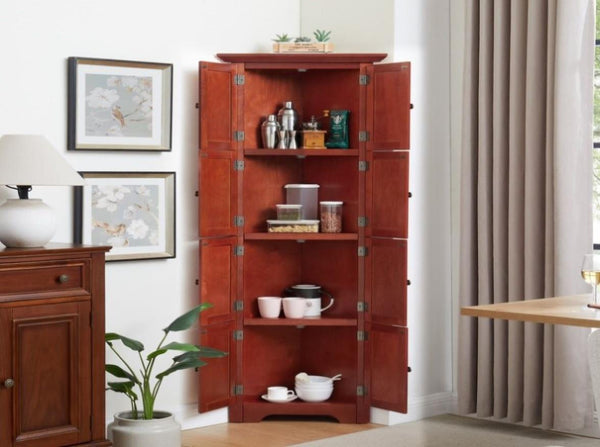 4-Tier 72" Corner Kitchen Pantry Storage Cabinet with 8 Doors Tall Sto ...