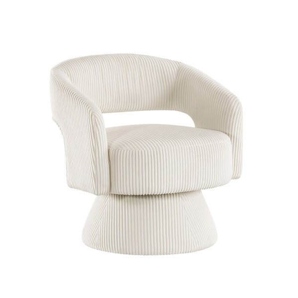 Modern Luxurious Swivel Accent Chair Beige Soft Corduroy Plush Seating ...