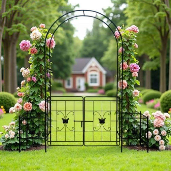 ZNTS Garden Arch Arbor Trellis for Climbing Plants with Gate, Durable ...