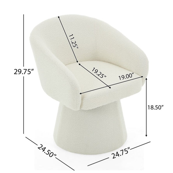 Modern 360° Swivel Accent Chair, Boucle Upholstered, Comfy Barrel C ...