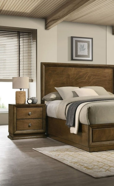 Walnut Finish 1pc Nightstand Transitional Style Bedside Table 2-Drawer ...