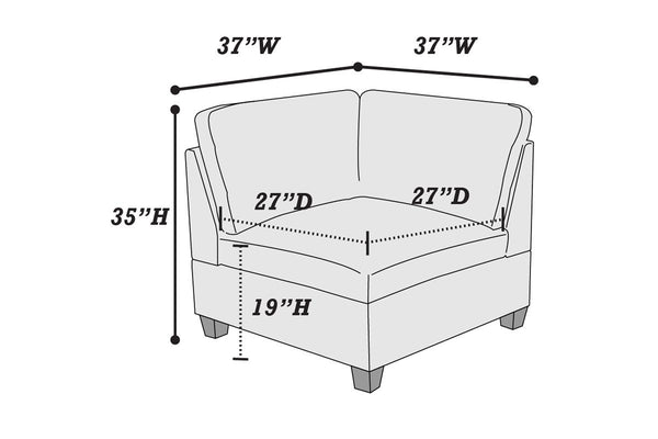 1pc Corner wedge Grey Chenille Fabric Modular Corner wedge Sofa Living ...
