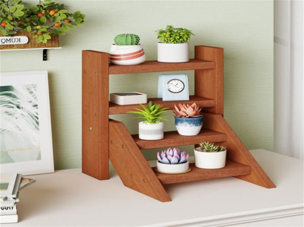 Compact Easy-Assemble Wooden Plant Stand, Succulent Seedling Pot Rack ...