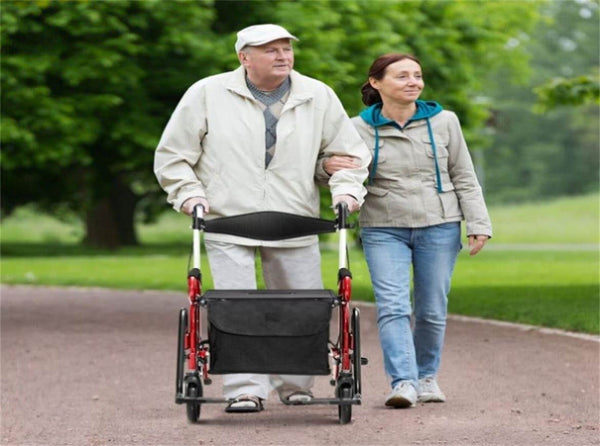2-in-1 Rolling Walker & Wheelchair 6-Position Height Adjustment , 8" P ...