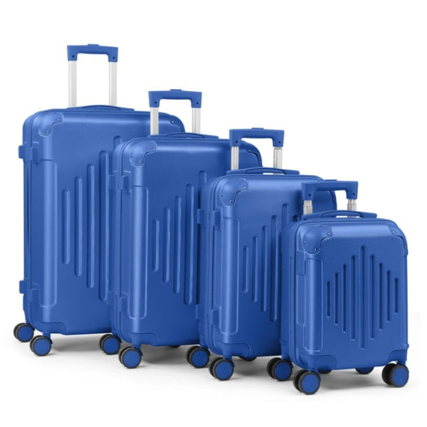 Complete 4-Piece ABS Luggage Set with Diamond Pattern & Reinforced Cor ...