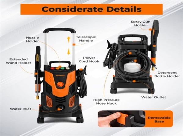 Orange Black 2300 PSI Electric Pressure Washer with 4 Quick-Connect No ...